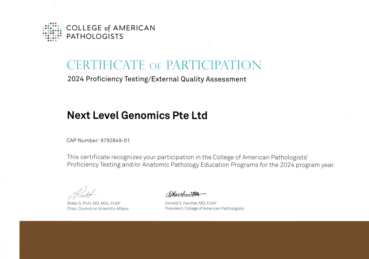 Certifications – Next Level Genomics